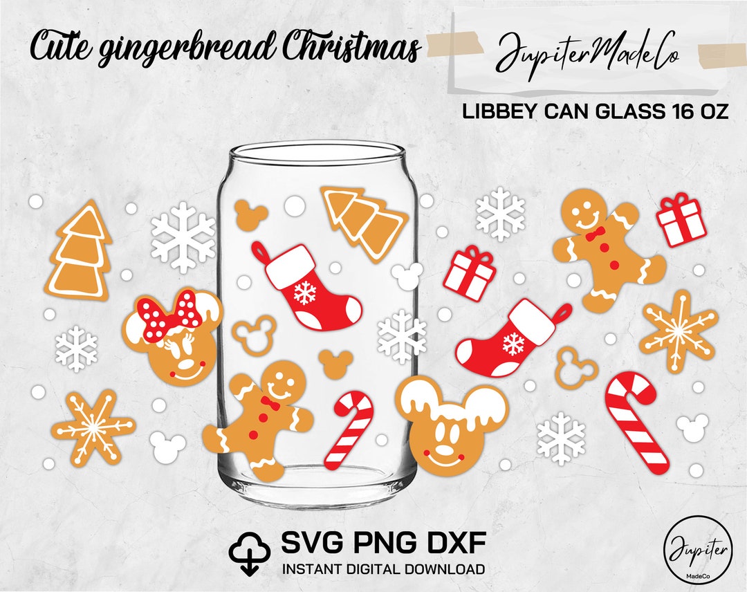 Cute Gingerbread Christmas Cookie Libbey Wrap Svg Png Dxf Can Glass 16 ...