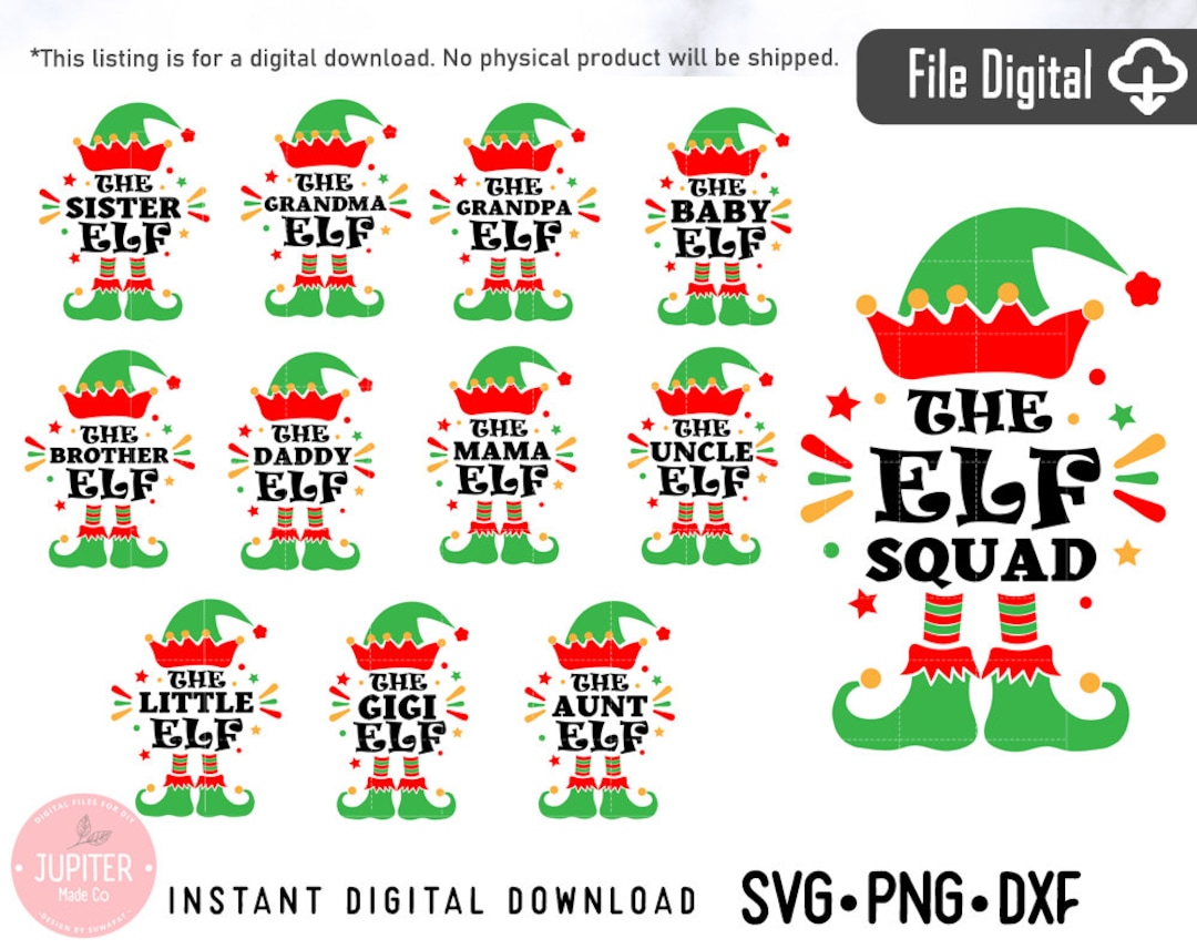Bundles the Elf Squad Svg, Elf Christmas Svg, Elf Family Svg Png Dxf ...