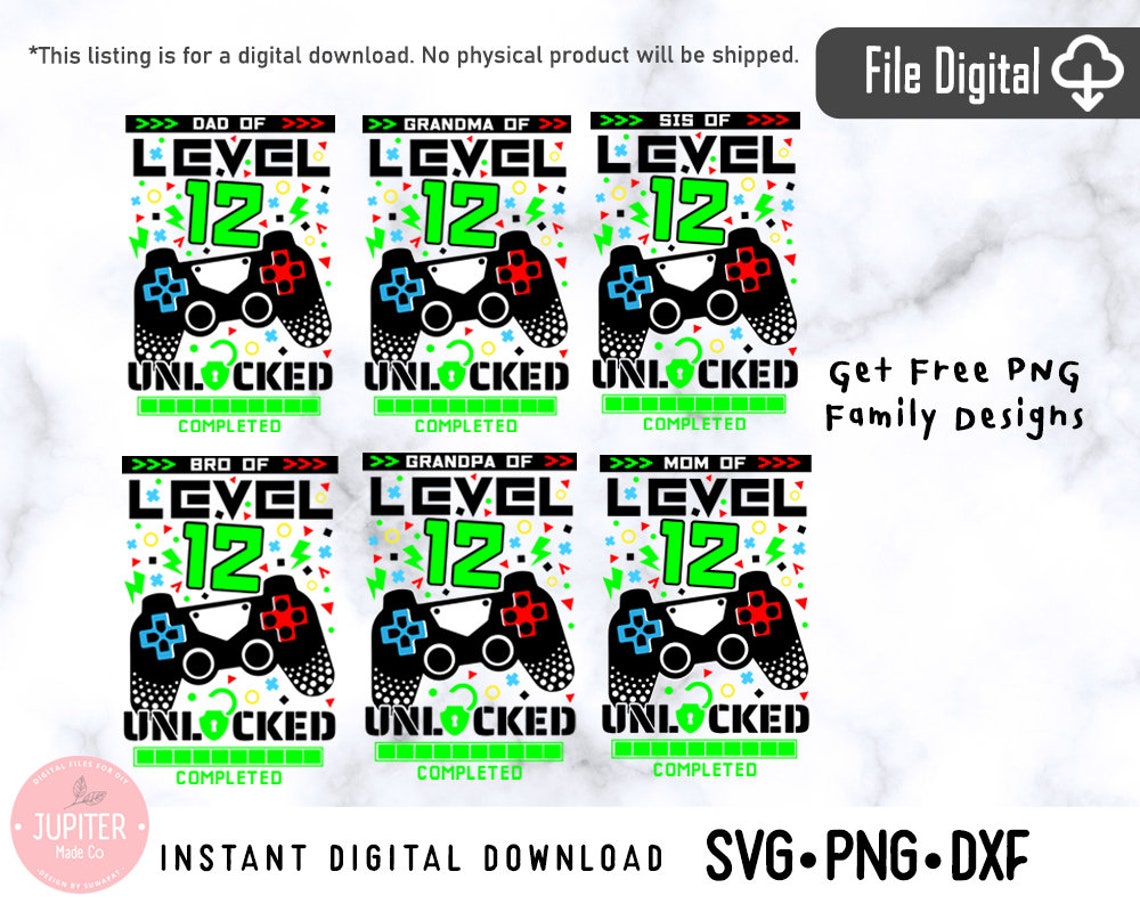 Level 12 Unlocked Svg 12th Birthday Boy Gamer Svg Png Dxf High - Etsy