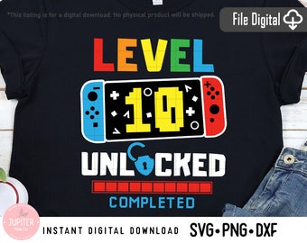 Level 10 Unlocked Svg 10th Birthday Boy Gamer Game Controller - Etsy