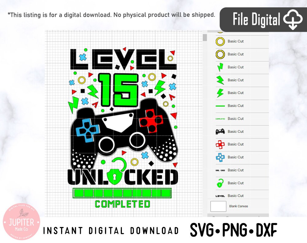 Level 15 Unlocked Svg 15th Birthday Boy Gamer Svg Png Dxf High - Etsy