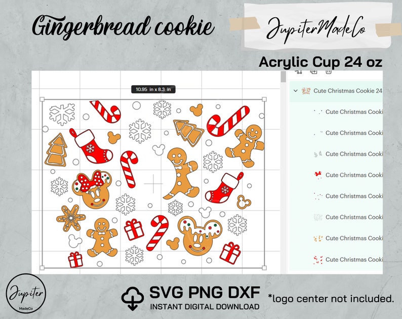 Cute Christmas Gingerbread Cookie Wrap Cup Svg Png Dxf Acrylic Cold Cup ...