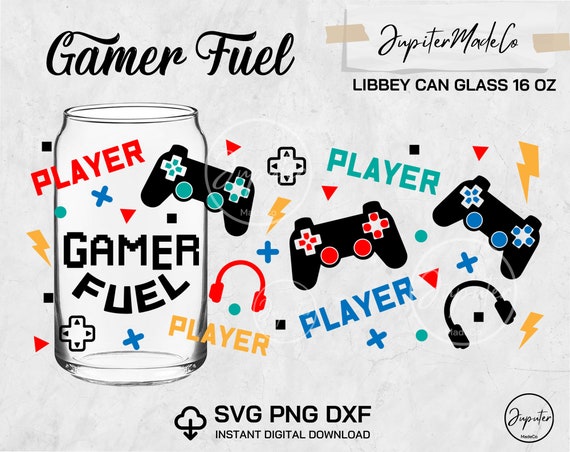 Gamer Fuel Game Lover Libbey Wrap Svg Png Dxf Can Glass 16 Oz - Etsy