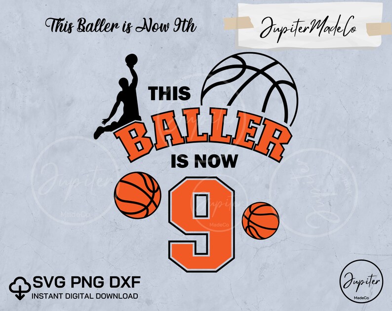 This Baller is Now 9 Svg , 9th Birthday Basketball , Birthday Svg Png ...