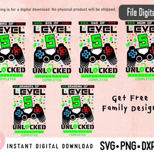 Level 5 Unlocked Svg 5th Birthday Boy Gamer Svg Png Dxf High Resolution ...