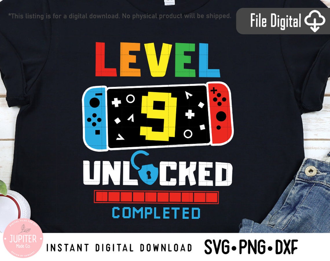 Level 9 Unlocked Svg 9th Birthday Boy Gamer Game Controller - Etsy