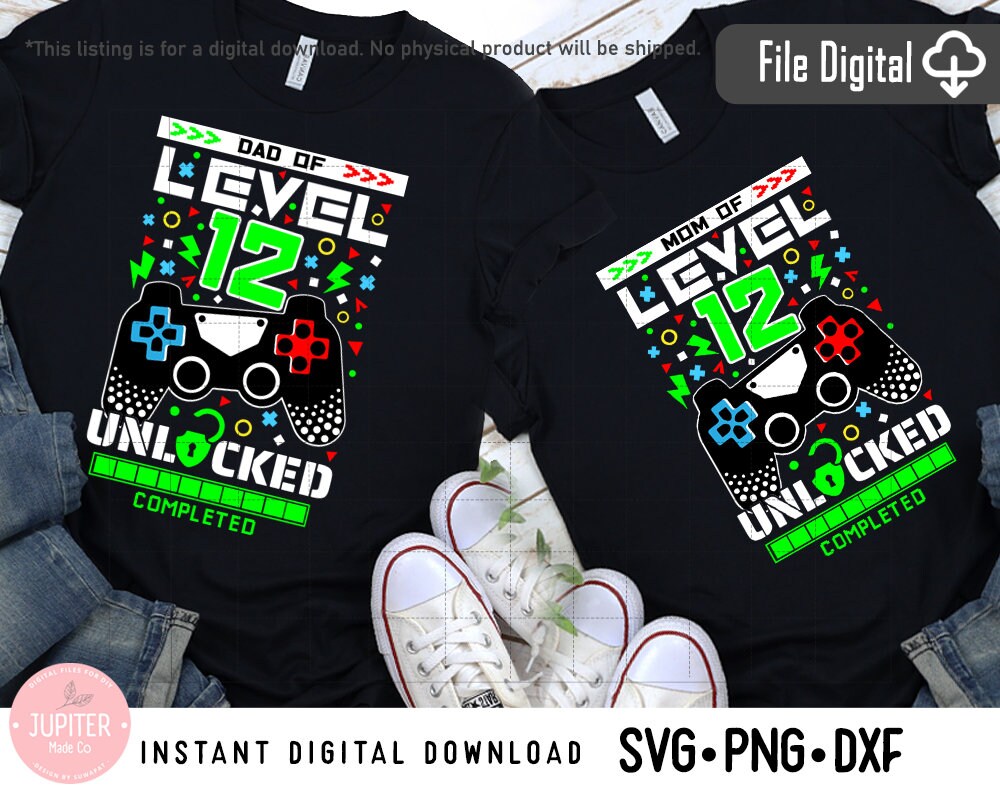 Level 12 Unlocked Svg 12th Birthday Boy Gamer Svg Png Dxf High - Etsy