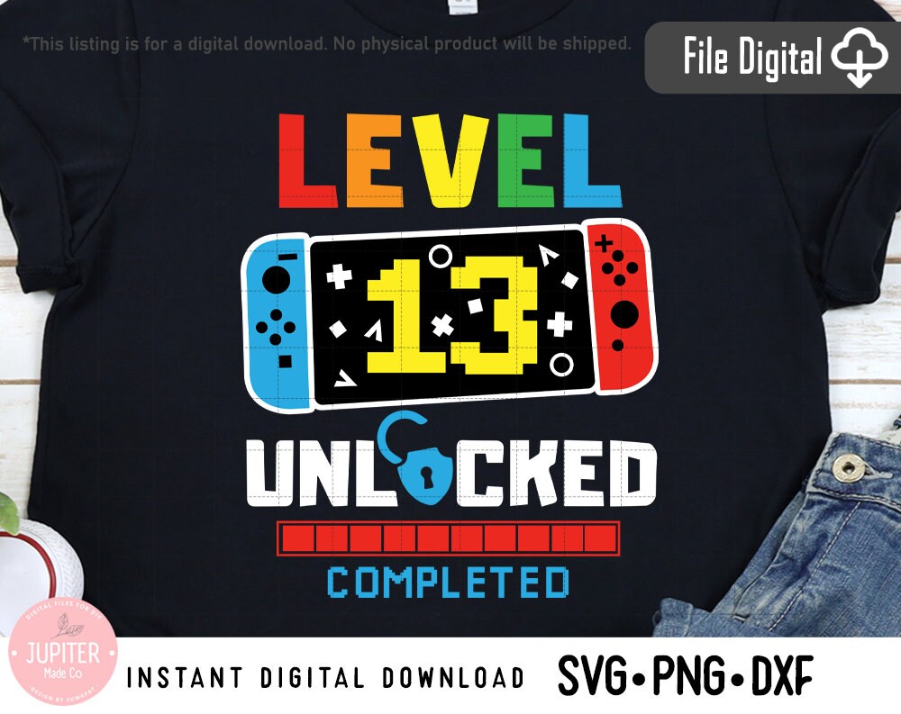 Level 13 Unlocked Svg 13th Birthday Boy Gamer Game Controller - Etsy
