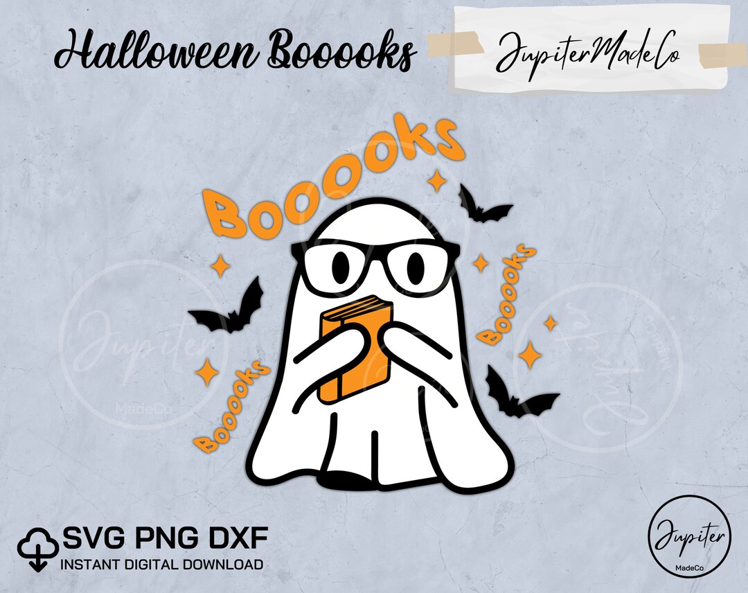 Cute Ghost Booooks Funny Halloween Boo Teaching Svg PNG DXF DIY High ...