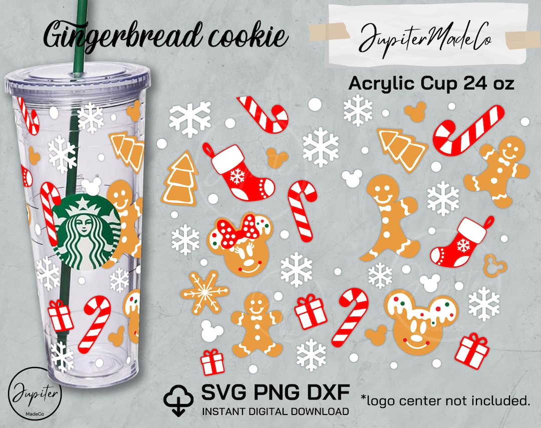 Cute Christmas Gingerbread Cookie Wrap Cup Svg Png Dxf Acrylic Cold Cup ...
