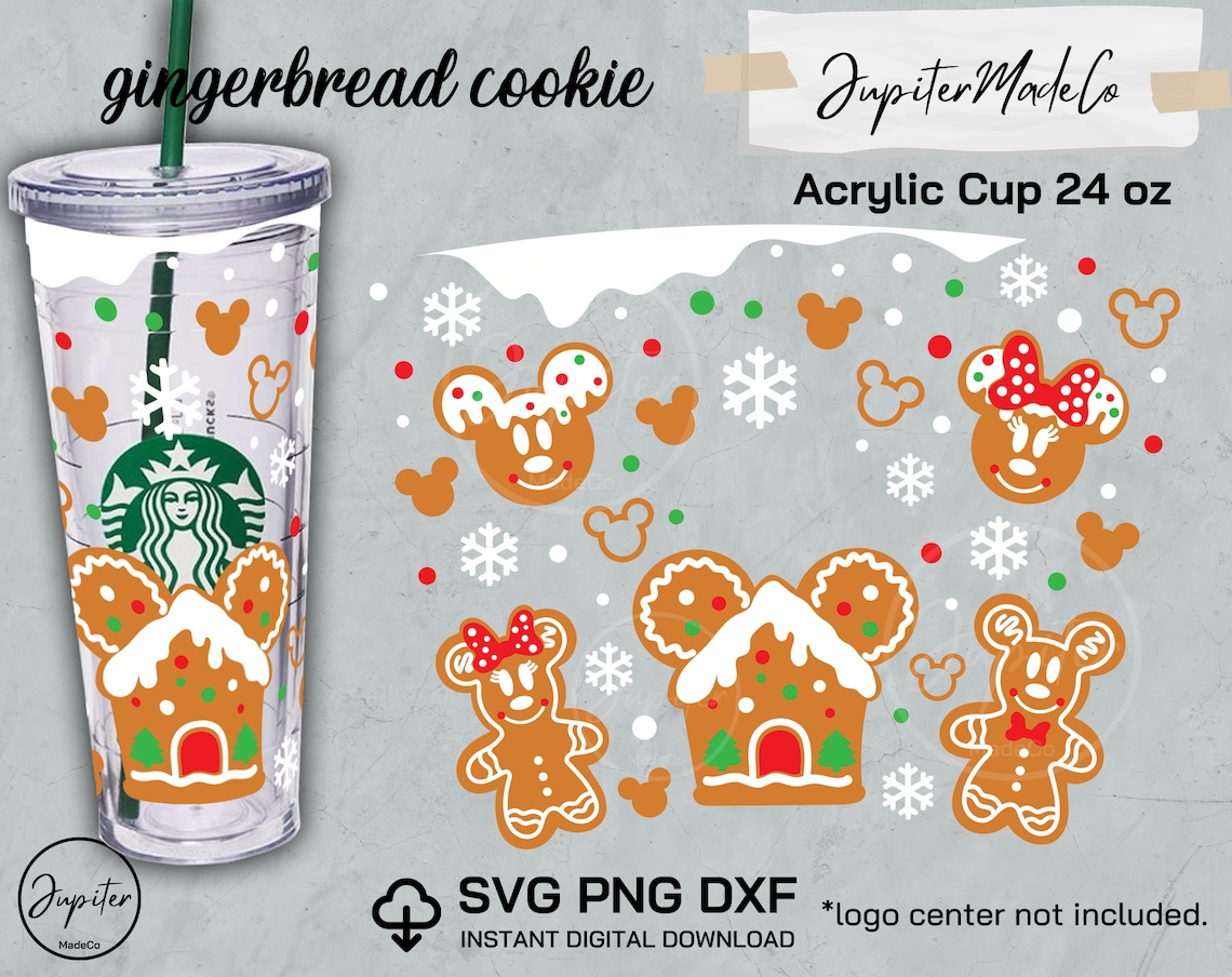 Christmas Cute Gingerbread Cookie Wrap Cup Svg Png Dxf Acrylic Cold Cup ...