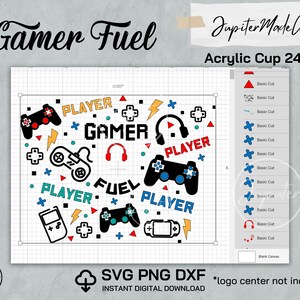Gamer Fuel Svg ,game Lover Svg Png Dxf Acrylic Cold Cup 24 Oz DIY ...