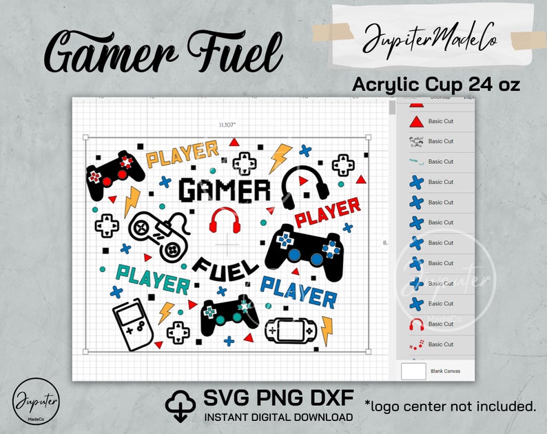 Gamer Fuel Svg game Lover Svg Png Dxf Acrylic Cold Cup 24 Oz - Etsy