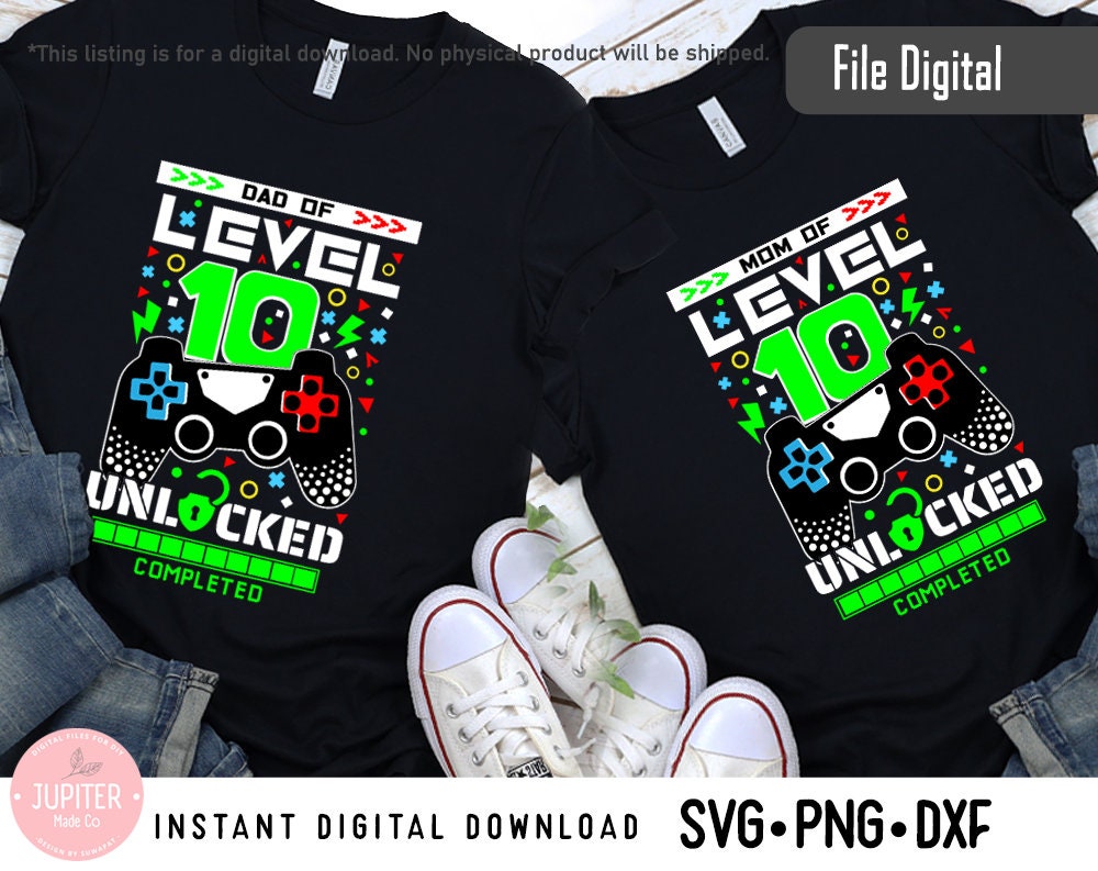 Level 10 Unlocked Svg 10th Birthday Boy Gamer Svg Png Dxf Psd - Etsy