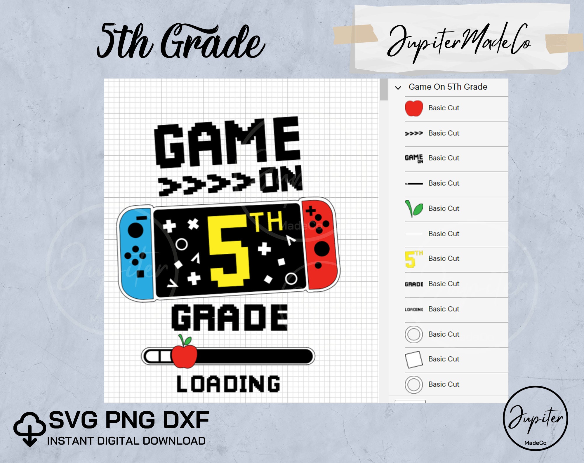 Game on 5th Grade Svg Png Dxf Back to School Fifth Grade Svg - Etsy