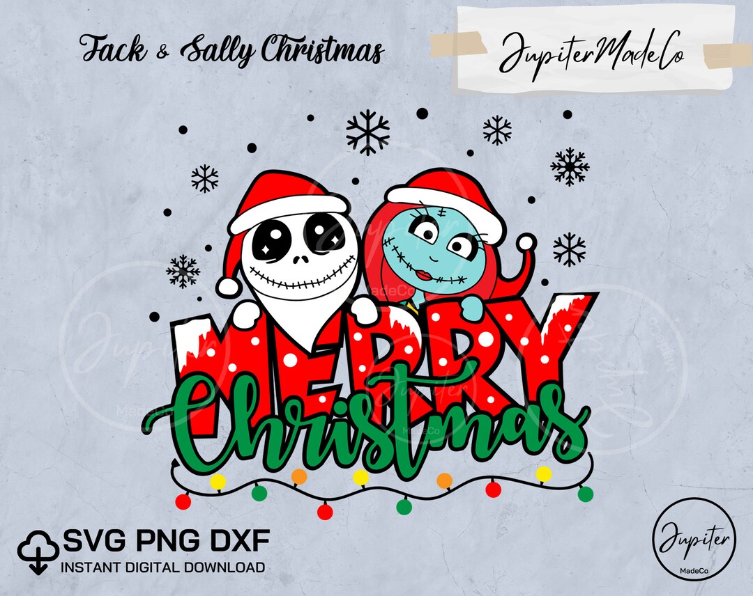 Jack and Sally Merry Before Christmas Svg Png Dxf Files for Cricut DIY ...