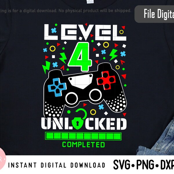 Level 4 Unlocked Birthday Svg - Etsy