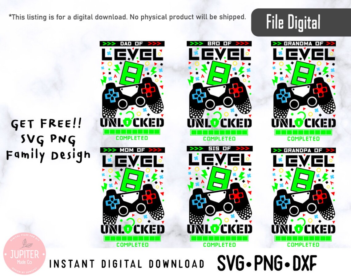 Level 8 Unlocked Svg 8th Birthday Boy Gamer Svg Png Dxf High - Etsy