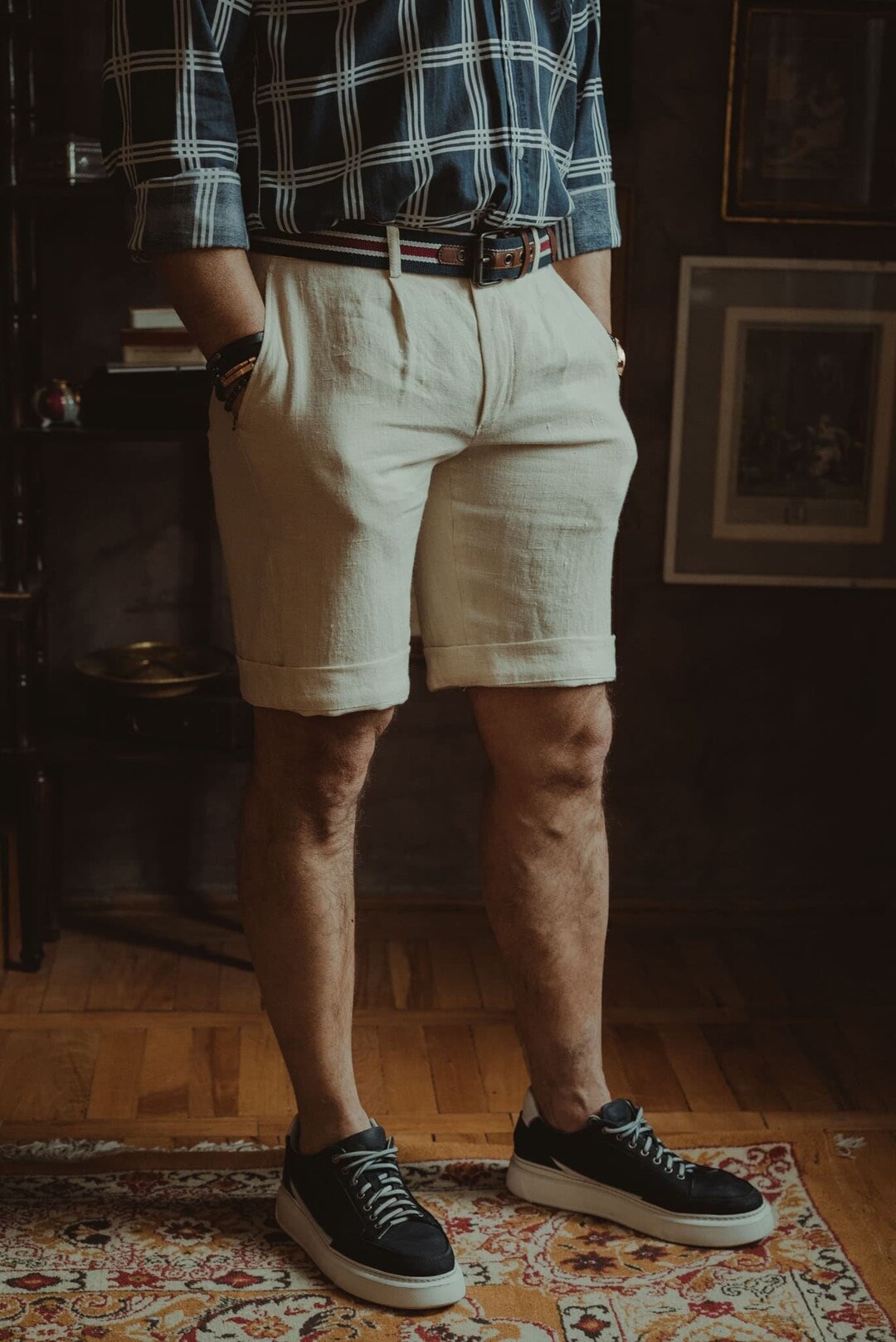 100% Hemp Shorts, Sustainable Bermuda Shorts, Elegant Beige Spring ...