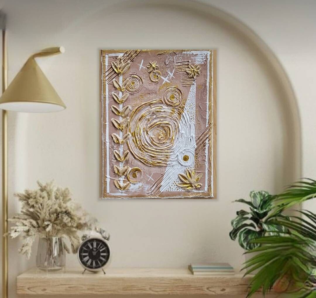 Shape Symphony - 3D Textured Abstract Wall Art -boho and Mid-century ...