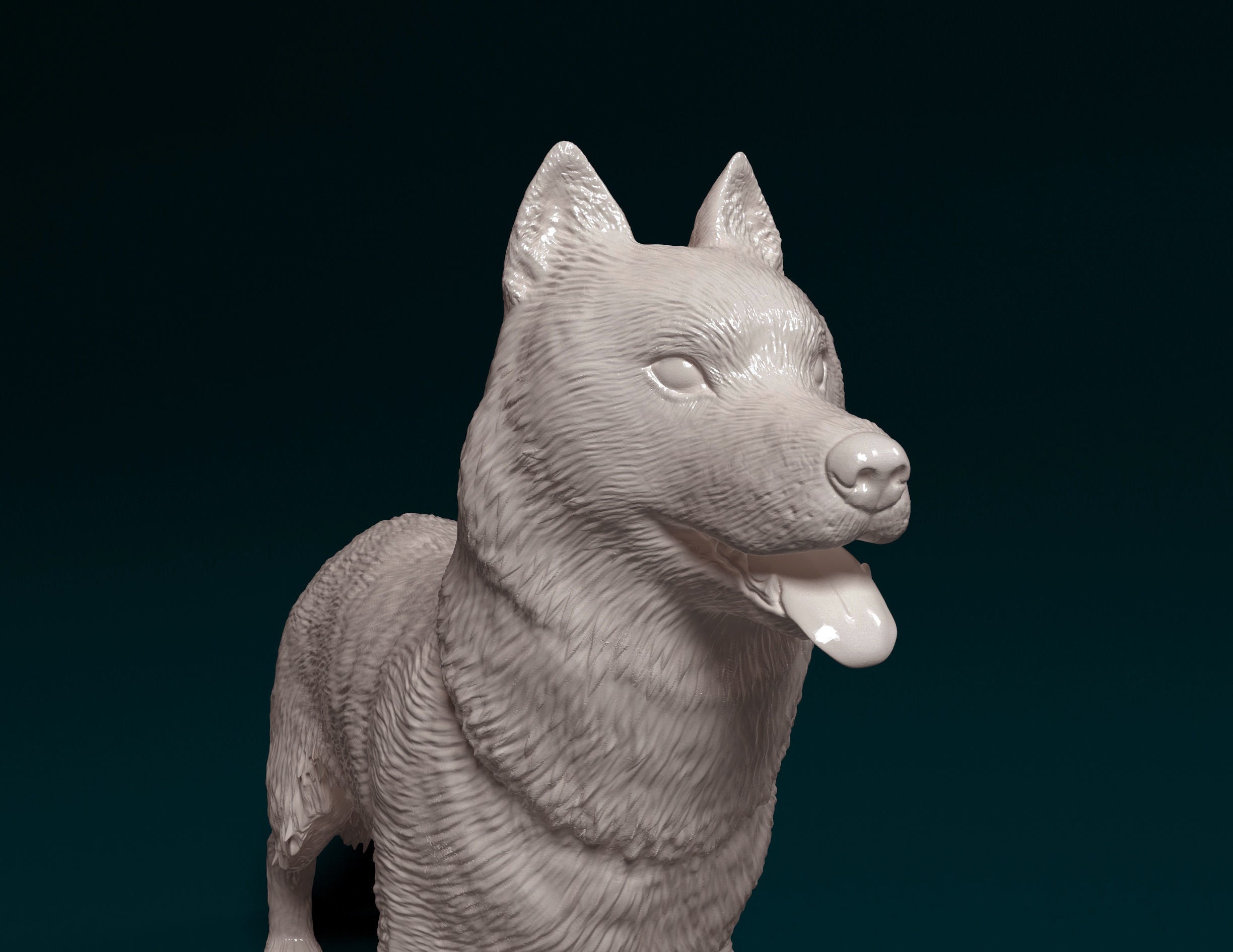 3D Printed Siberian Husky Dog Statue Ready-to-paint - Etsy