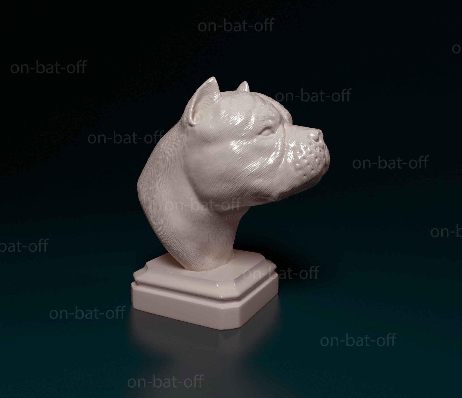 3D Printed American Bully Dog Bust Statue - Ready-to-paint Unpainted ...