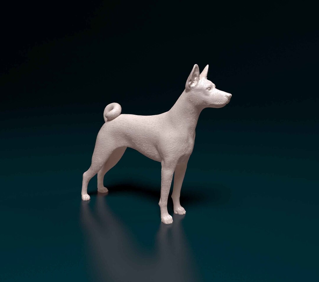 3D Printed Basenji Dog Statue - Ready-to-paint Unpainted Printing or ...