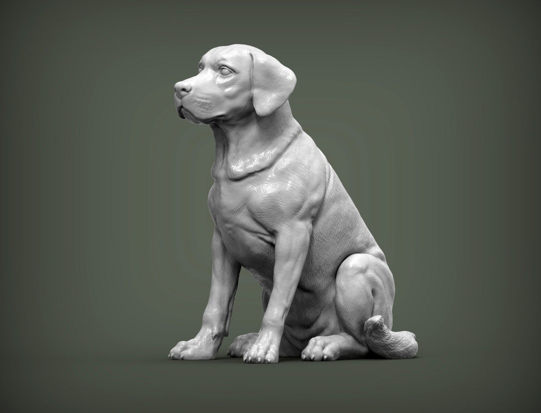 3D Printed Labrador Retriever Dog Statue - Ready-to-paint Unpainted ...