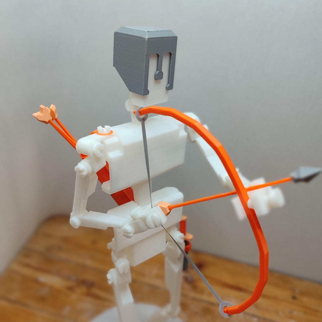 3D Printed Articulated Archer Figure Poseable DIY Bow & Arrow Warrior ...