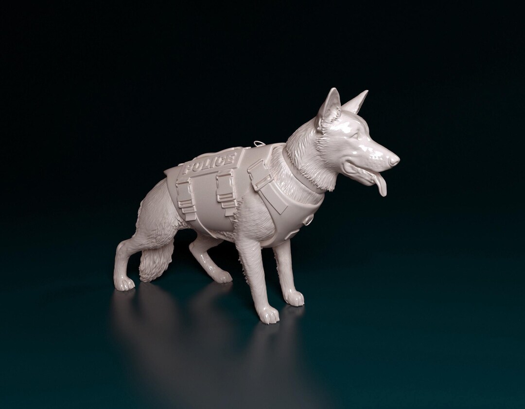3D Printed Police Dog Figurine – K9 Working Dog Sculpture, Tactical ...