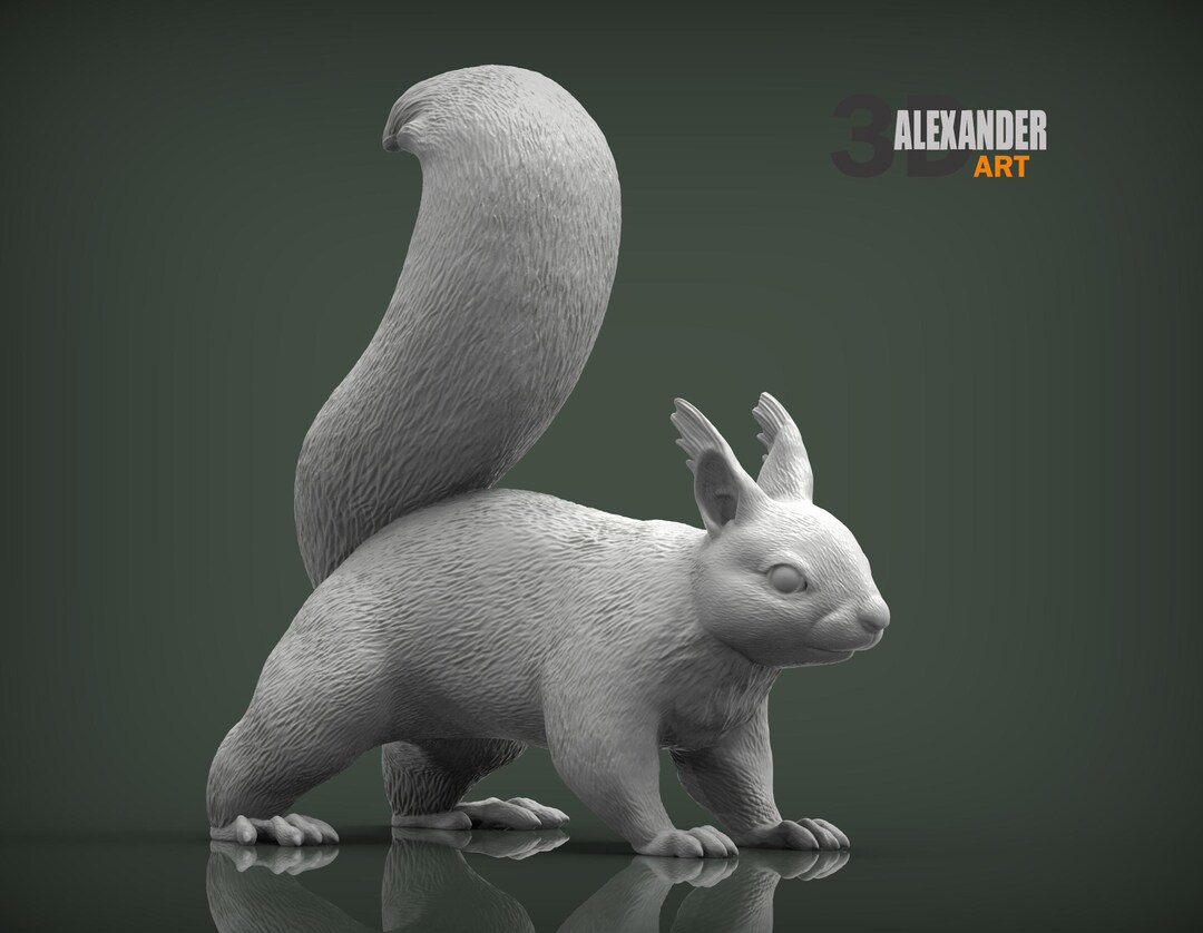 3D Printed Squirrel Figurine - Cute Woodland Animal Sculpture - Custom ...