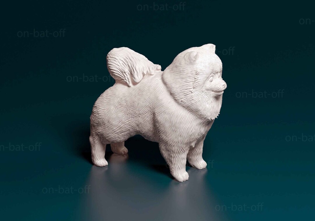 3D Printed Pomeranian Dog Statue - Ready-to-paint Unpainted Printing or ...