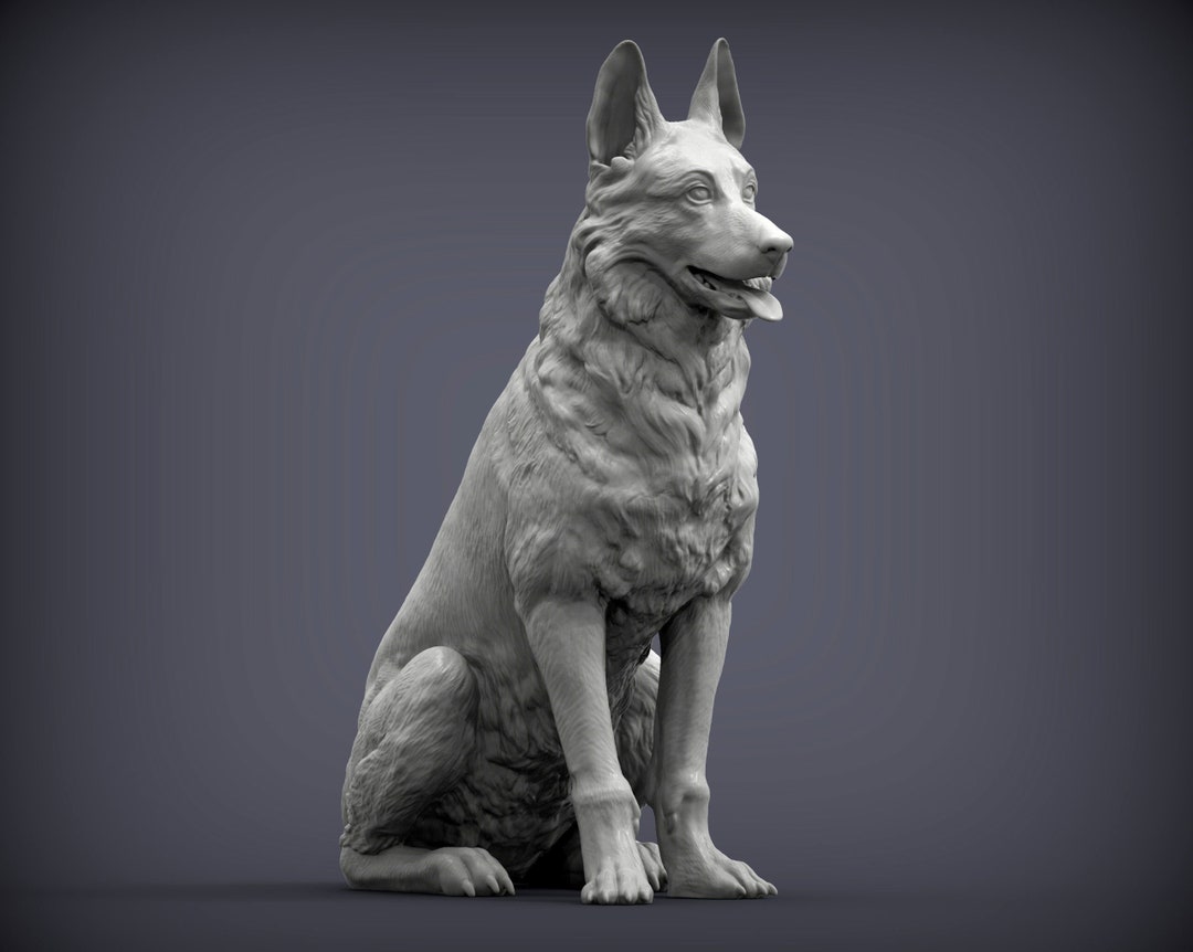 3D Printed German Shepherd – Loyal Dog Figurine, Handmade Pet Sculpture ...