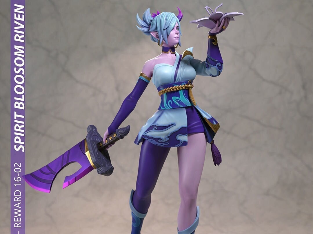 League of Legends Sprit Blossom Riven Figurine - 3D Printed Collectible ...
