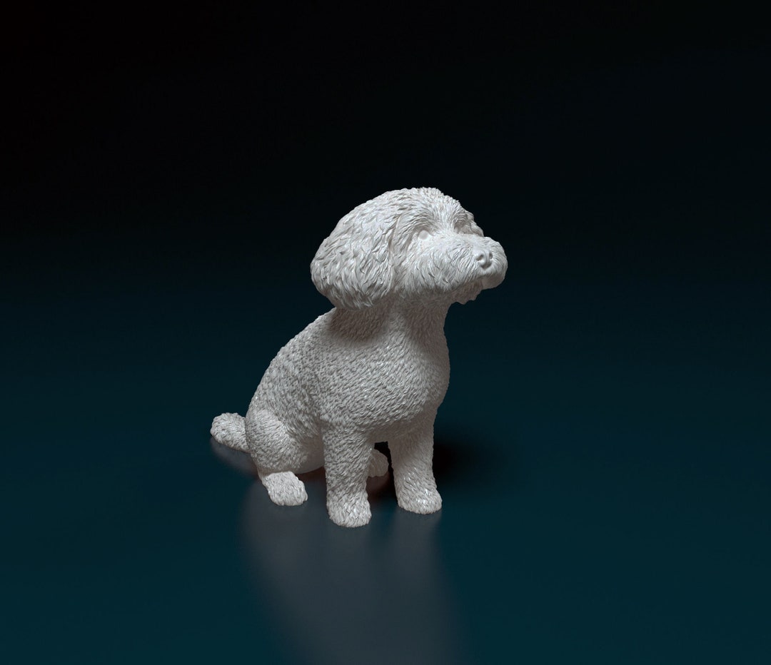 3D Printed Mini Poodle Dog Statue Ready-to-paint Unpainted Printing or ...