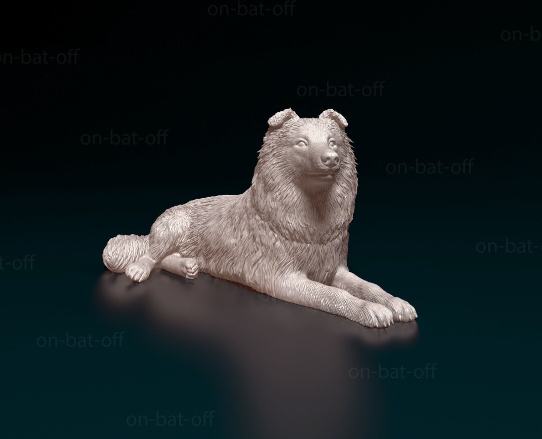 3D Printed Collie Dog Statue - Ready-to-paint Unpainted Printing or ...