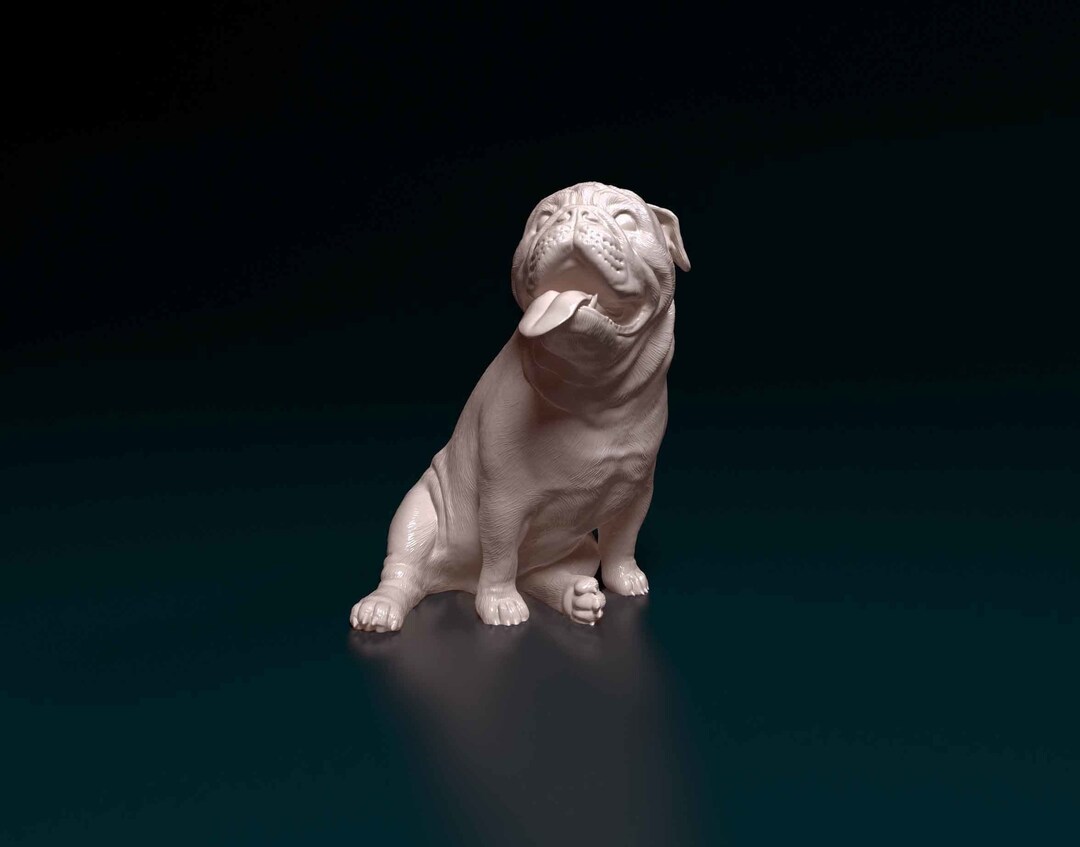 3D Printed English Bulldog Dog Statue - Ready-to-paint Unpainted ...