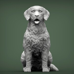3D Printed Golden Retriever Dog Statue Ready-to-paint Unpainted ...
