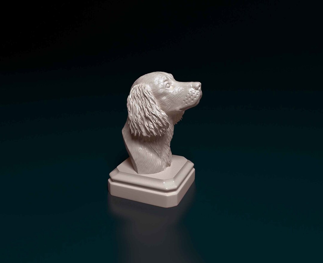 English Springer Spaniel 3D Printed Head Bust for Pet Memorial or Shelf ...