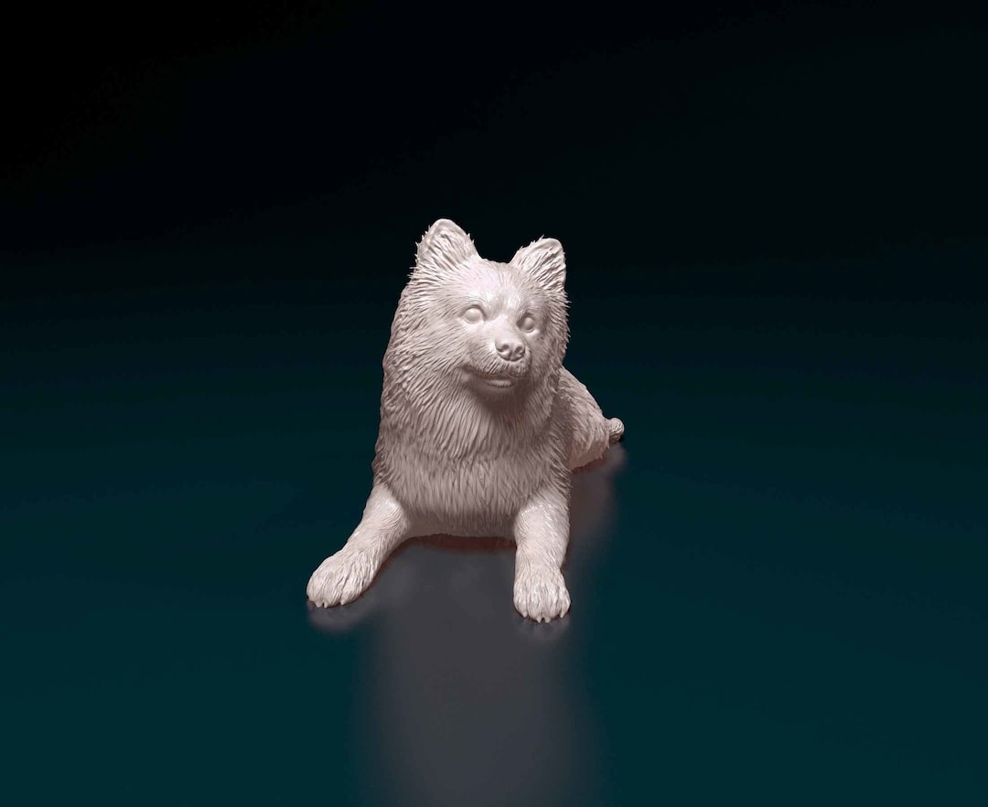 3D Printed German Spitz Dog Statue Ready-to-paint Unpainted Printing or ...