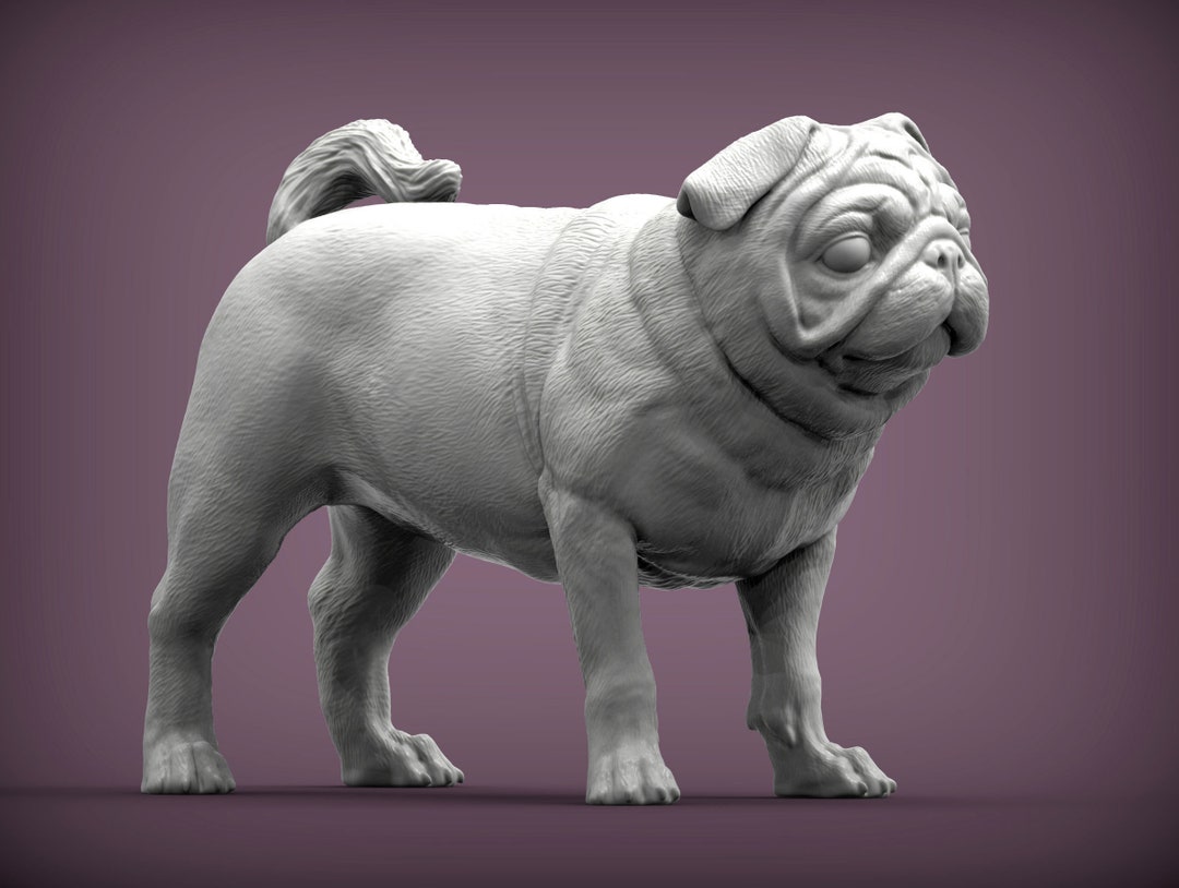 3D Printed Pug Memorial Figurine Custom Pet Keepsake Cake Topper ...
