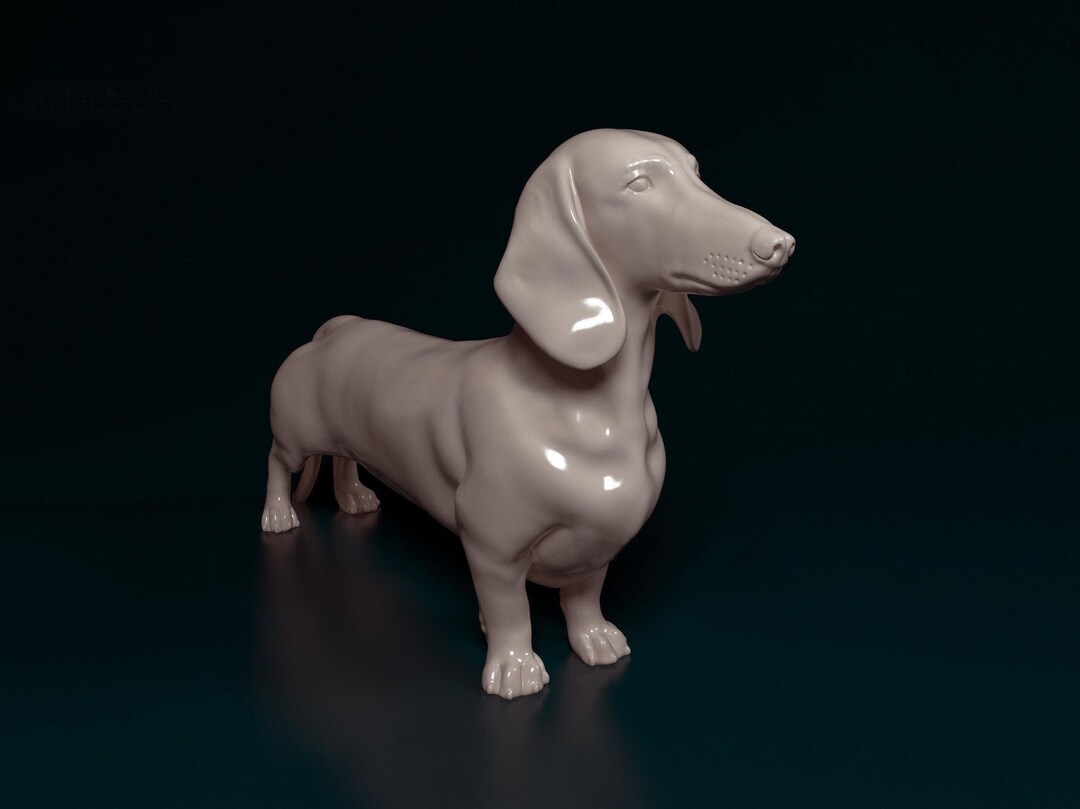 3D Printed Dachshund Dog Sculpture – Realistic Wiener Dog Figurine for ...