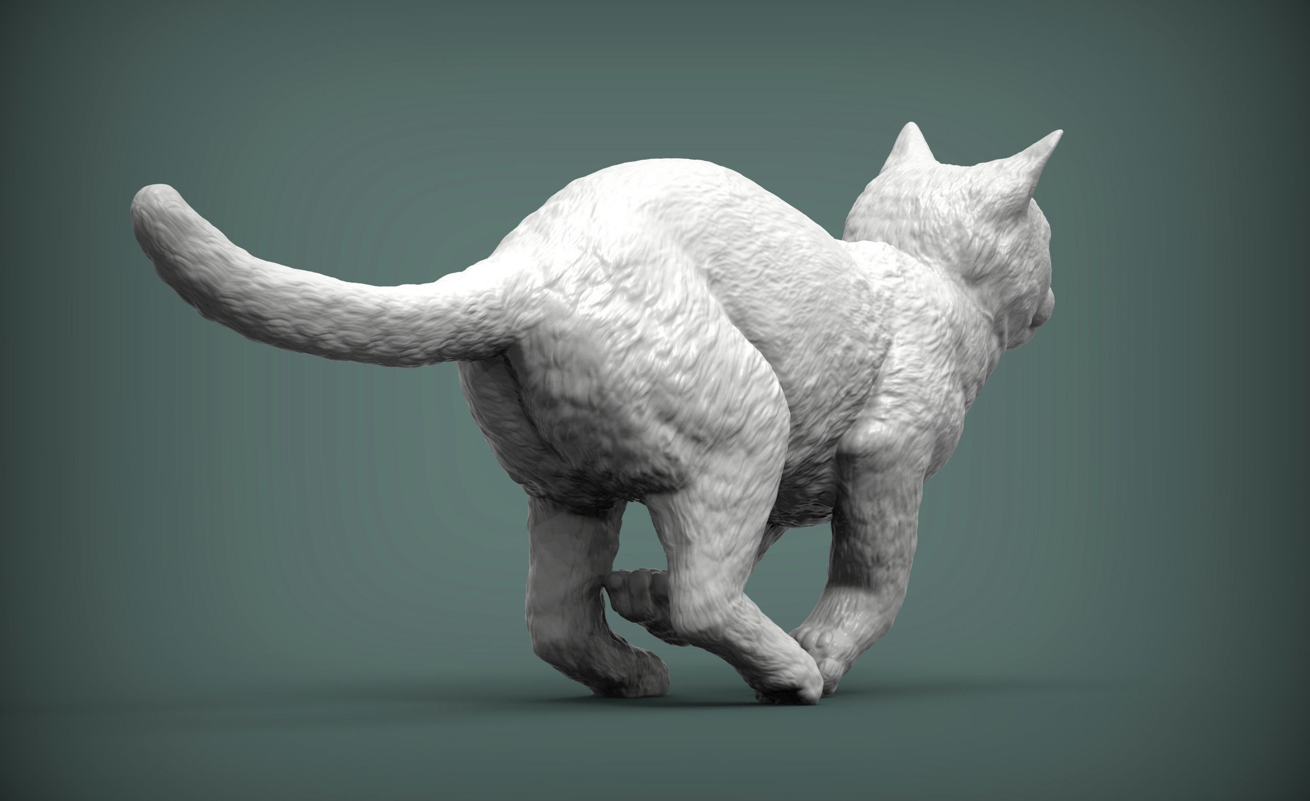 3D Printed Running Cat Statue Ready-to-paint Unpainted - Etsy