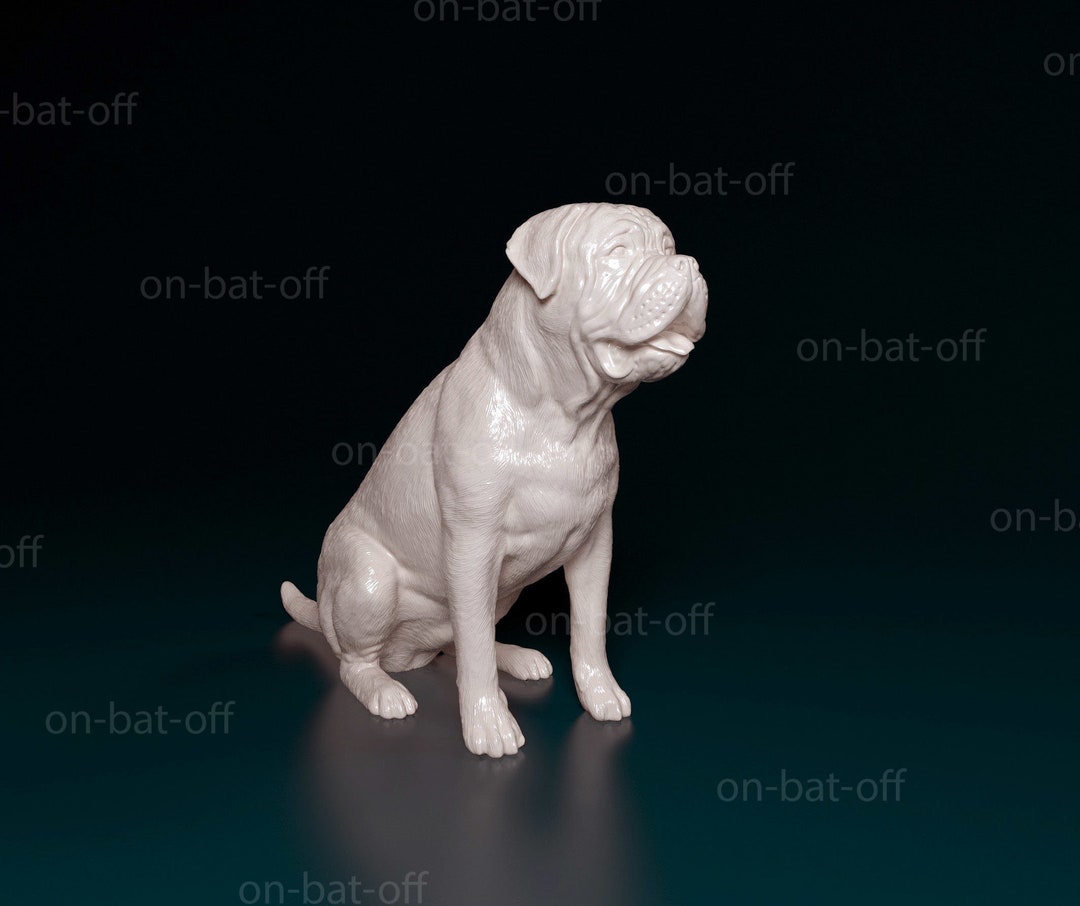 3D Printed Bullmastiff Dog Statue Ready-to-paint Unpainted Printing or ...