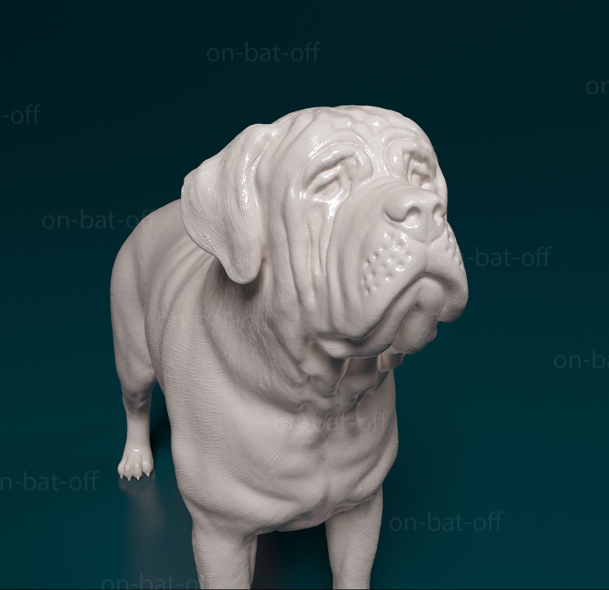 3D Printed English Mastiff Dog Statue - Ready-to-paint Unpainted ...