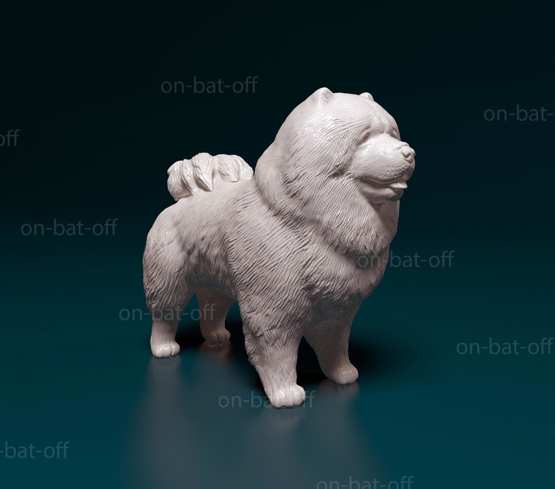 3D Printed Chow-chow Dog Statue Ready-to-paint Unpainted Printing or ...