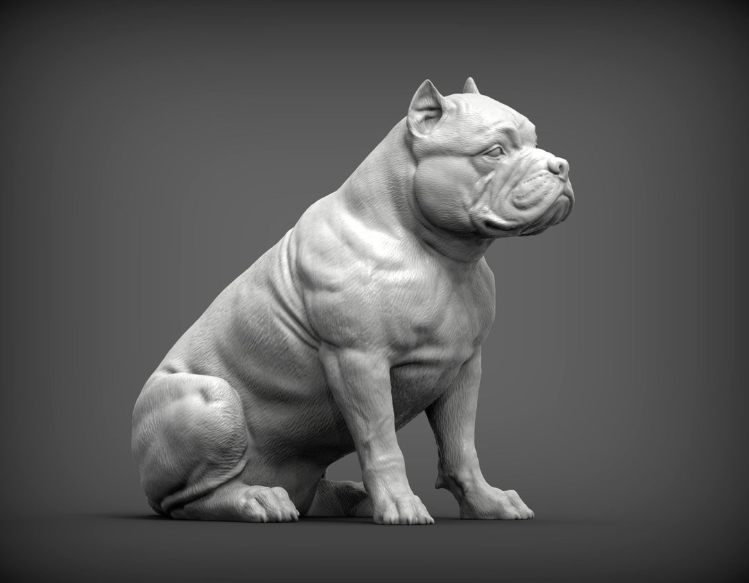 American Bully 3D Printed Dog Statue for Pet Memorial or Shelf Display ...