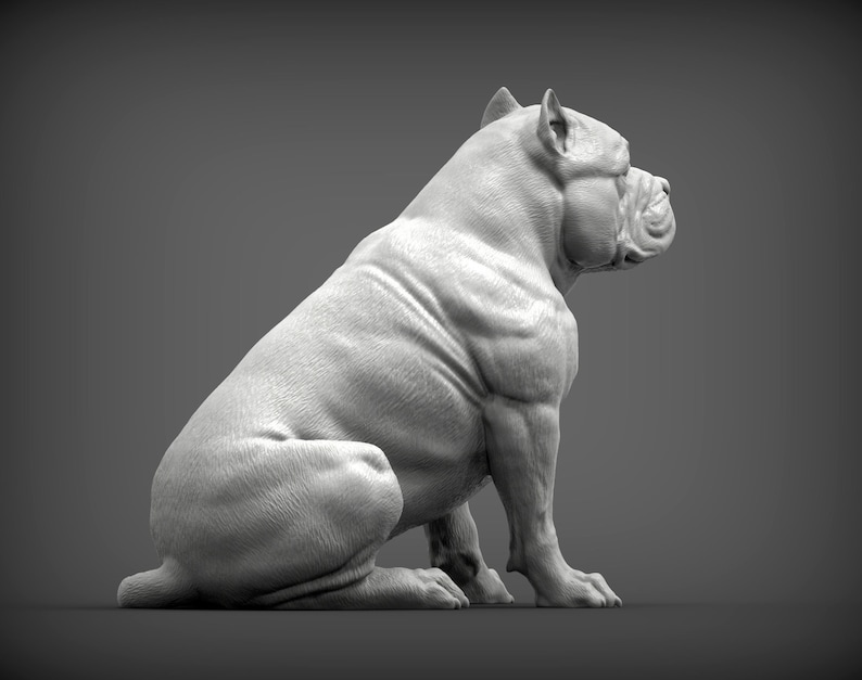 American Bully 3D Printed Dog Statue for Pet Memorial or Shelf Display ...