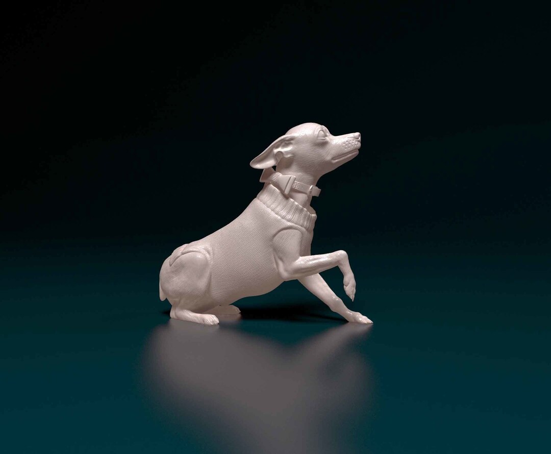 3D Printed Miniature Pinscher Dog Statue Ready-to-paint Unpainted ...