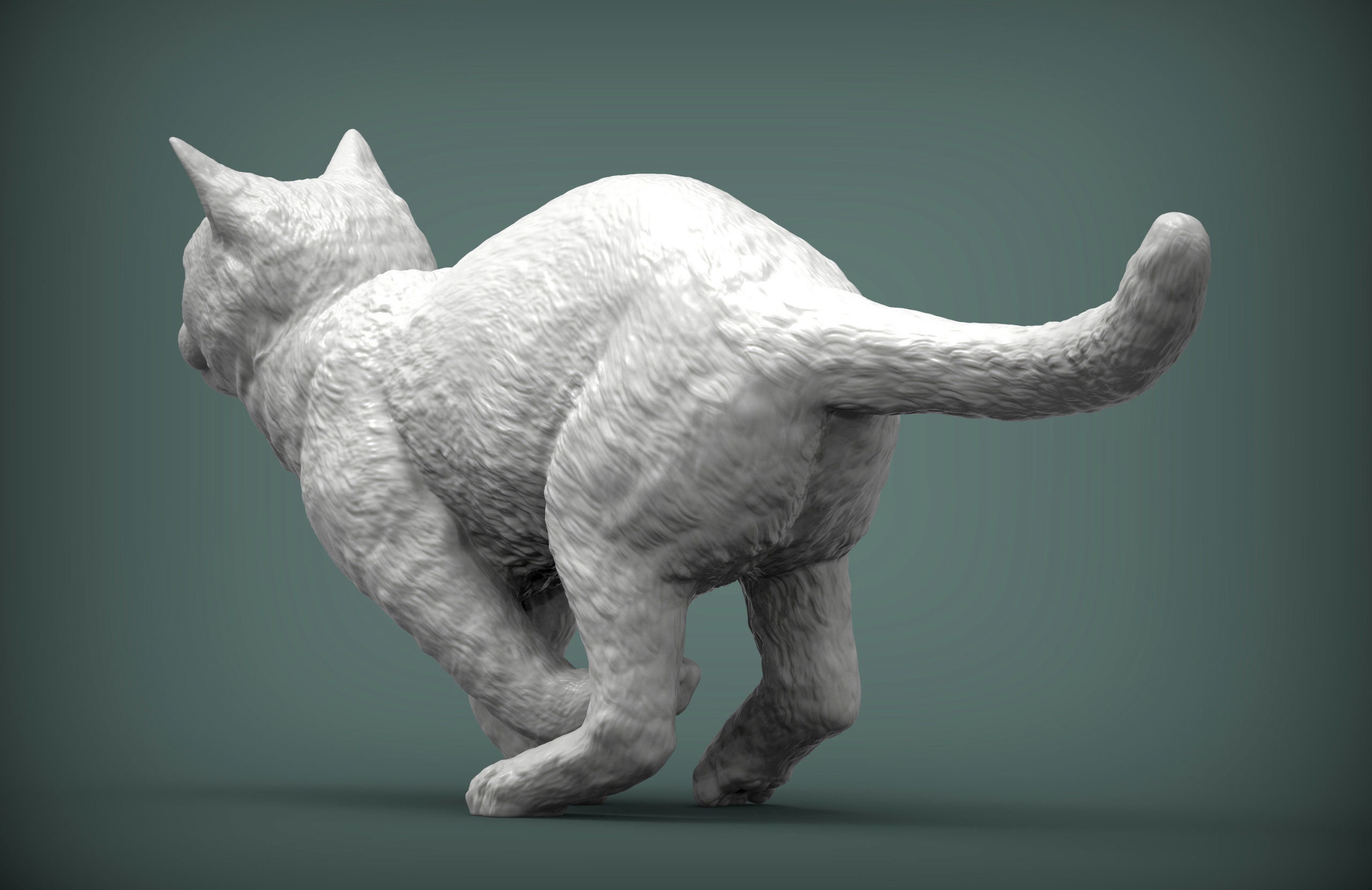 3D Printed Running Cat Statue Ready-to-paint Unpainted - Etsy